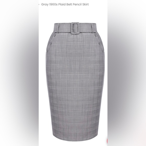 Retro Stage | Skirts | Retro Stage 96s Gray Plaid Belted Pencil Skirt ...
